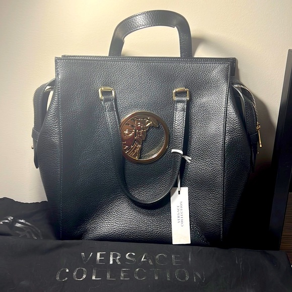 Versace Collection | Bags | Versace Collection Black Leather Bag | Poshmark